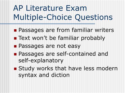 PPT AP Literature Exam Multiple Choice Questions PowerPoint Presentation ID 6596988