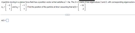 solved a particle moving in a planar force field has a