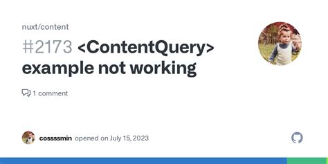 Example Not Working · Issue 2173 · Nuxtcontent · Github