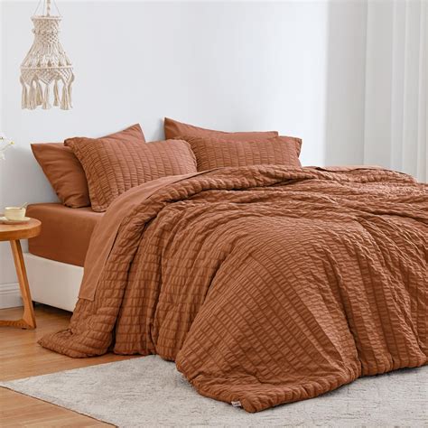 Loves Cabin Seersucker Terracotta Twin Comforter Set 5