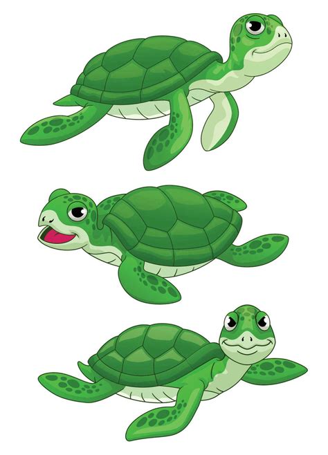 Set Of Cute Cartoon Turtle 23172754 Vector Art At Vecteezy