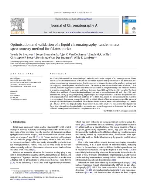 Pdf Optimisation And Validation Of A Liquid Chromatography Tandem Mass Spectrometry Method For