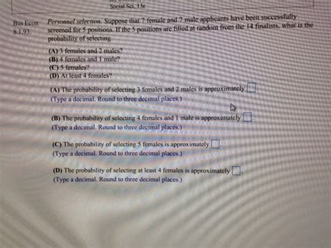 Solved Personnel Selection Suppose That Females And Chegg Com