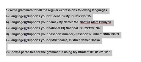 solved 1 write grammars for all the regular expressions