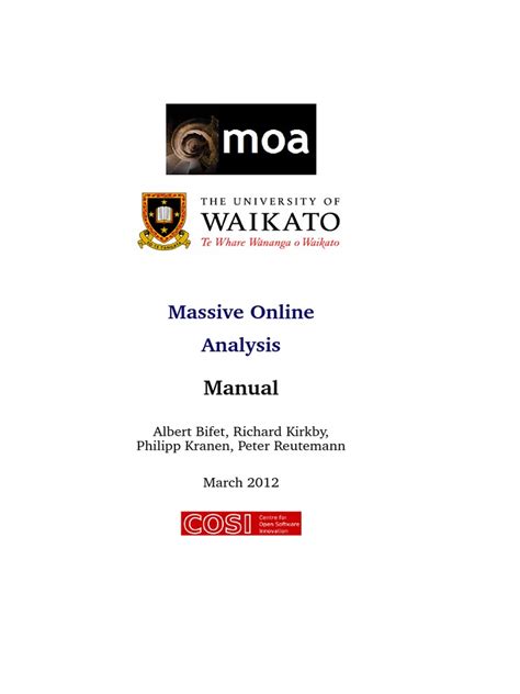 Moa Massive Online Analysis Manual Pdf Cluster Analysis Graphical User Interfaces