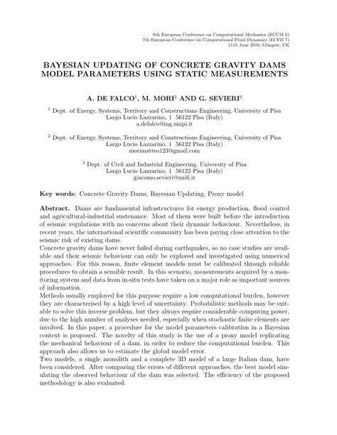 Pdf Bayesian Updating Of Concrete Gravity Dams Model Parameters Using