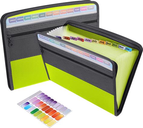Expanding File Folder With Sticky Labels 13 Pocket Accordion Document Organizer Fabric Poly