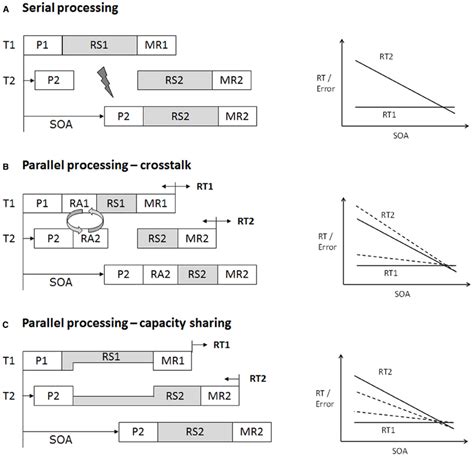 schematic illustration of serial task processing a and different