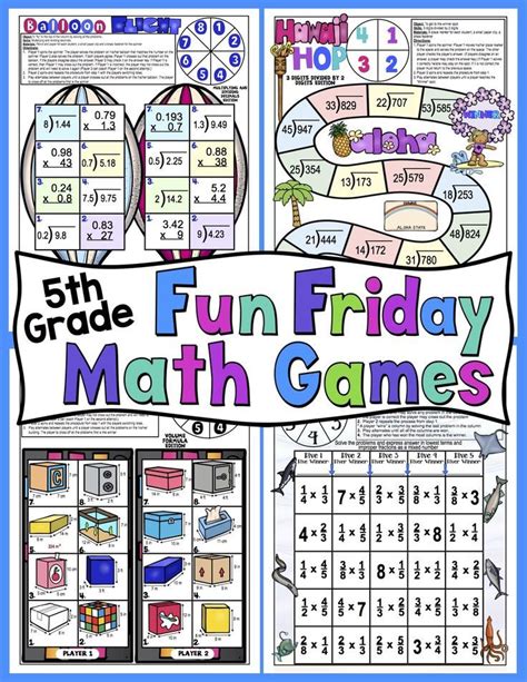 5th Grade Math Games Fun Friday One Page Wonders Math Games And Centers