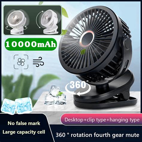 10000mah 2 In1 전기 팬 에어 쿨러 4 기어 360 ° 회전 Usb 팬 인공 호흡기 충전식 팬 클립 가정용 천장 팬 Aliexpress