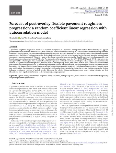 pdf forecast of post overlay flexible pavement roughness progression