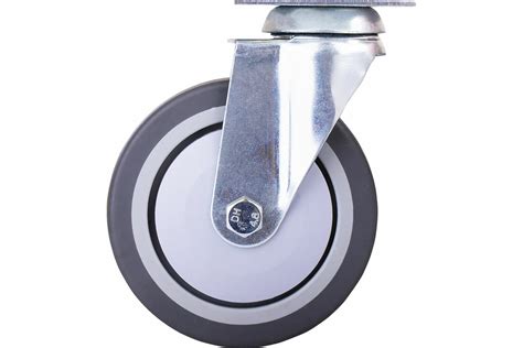 Опора колесная поворотная на площадке 100 мм пластик/резина серая ...