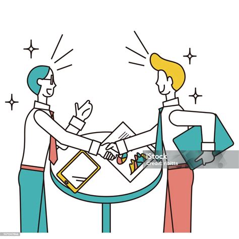 남성 사업가와 사업 거래를 체결하기 위해 악수하는 서양 남자 사업상의 대화에 대한 스톡 벡터 아트 및 기타 이미지 사업상의 대화 업무 회의 전시회 Istock