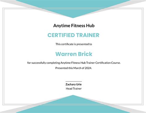 Free Fitness Trainer Certificate Template To Edit Online