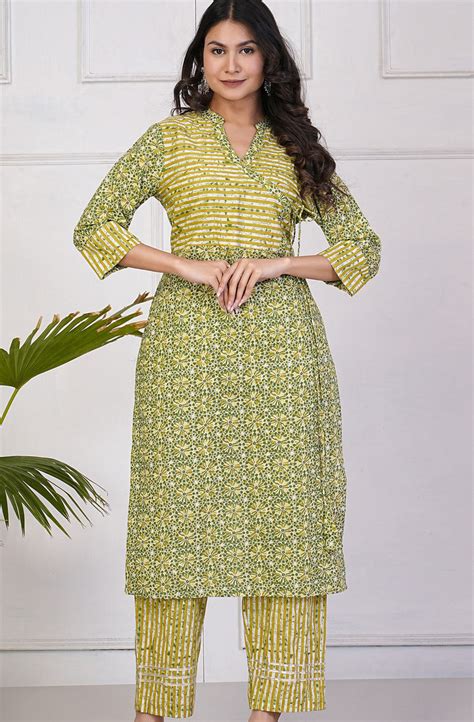 Women Cotton Kurti Set Online Cotton Cigarette And Palazzo Pants With Kurti