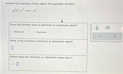 Solved Answer The Questions Below About The Quadratic