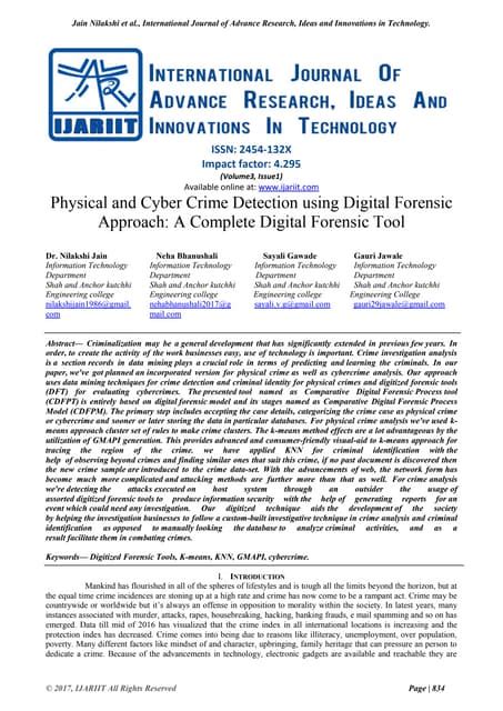 Physical And Cyber Crime Detection Using Digital Forensic Approach A Complete Digital Forensic
