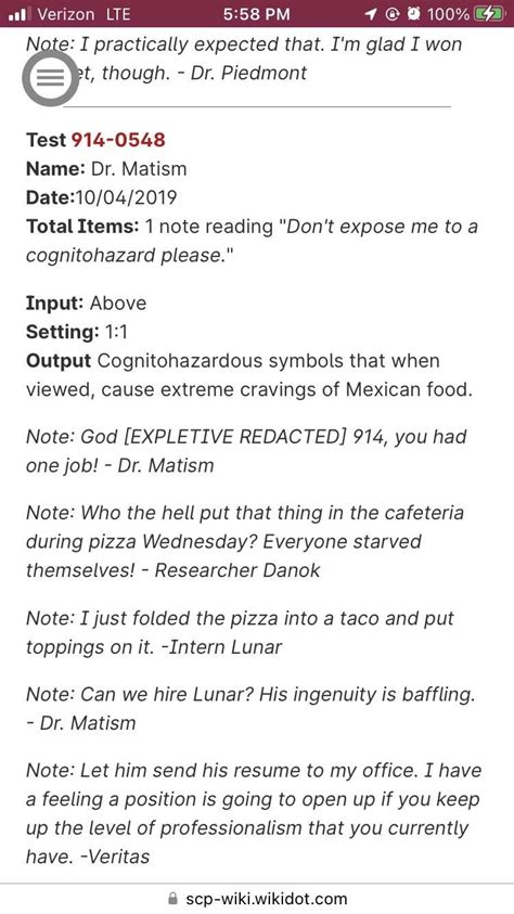 914 test logs notes i found funny r scp