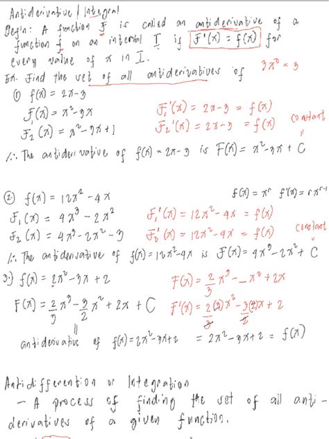 Antiderivative Indefinite Integral Pdf