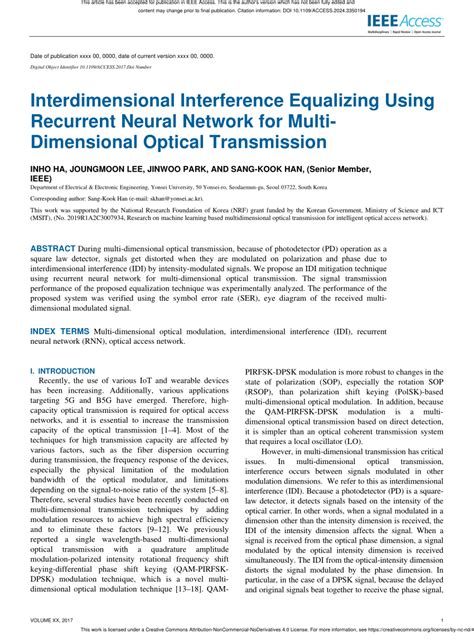 Pdf Interdimensional Interference Equalizing Using Recurrent Neural