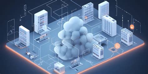 A Cloud Infrastructure With Virtual Servers And Container Generative Ai Stock Illustration