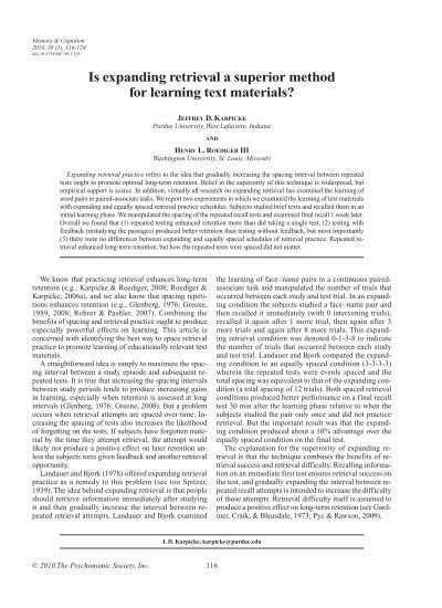 Is Expanding Retrieval A Superior Method For Learning Text Materials