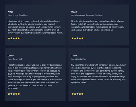 testimonials layout r tailwindcss