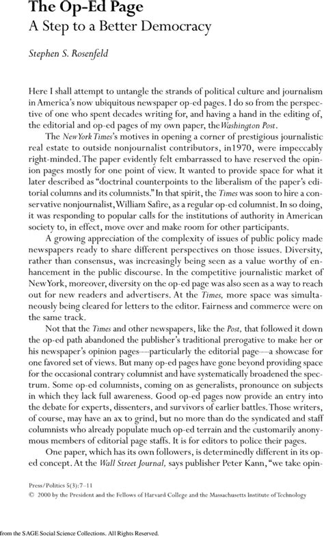 The Op Ed Page A Step To A Better Democracy Stephen S Rosenfeld 2000
