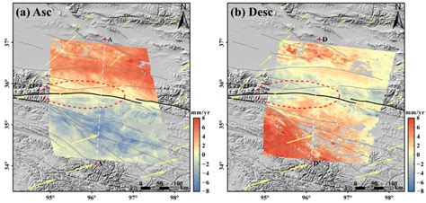 Insar Interseismic Velocity Field Of The Xds The Red Dotted Circle Download Scientific Diagram