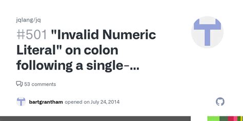 invalid numeric literal on colon following a single quoted string
