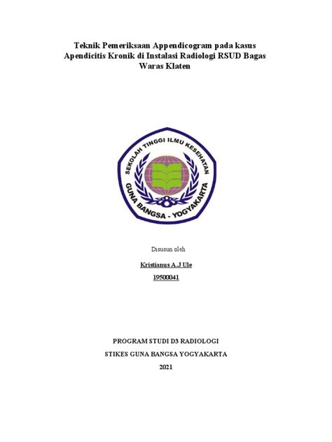 Teknik Pemeriksaan Appendicogram Pada Kasus Apendicitis Kronik Di Instalasi Radiologi Rsud Bagas