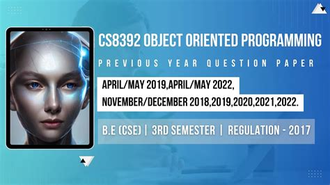 Cs8392 Object Oriented Programming Previous Year Question Paper