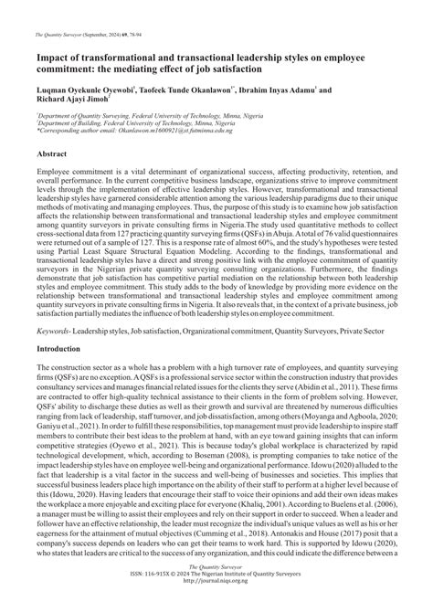 Pdf Impact Of Transformational And Transactional Leadership Styles On Employee Commitment The