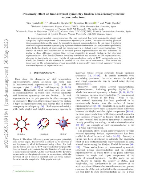 Pdf Proximity Effect Of Time Reversal Symmetry Broken Non Centrosymmetric Superconductors