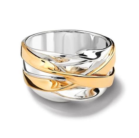 tagliatelle ring 18ct white and yellow gold diamond pavé rings silver