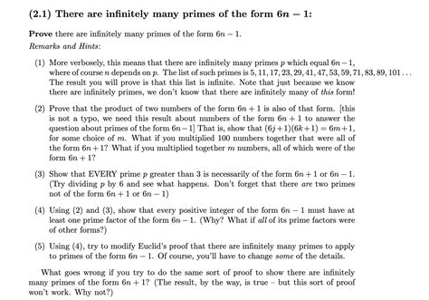 Solved 21 ﻿there Are Infinitely Many Primes Of The Form