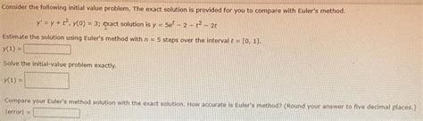 Solved Consider The Following Initial Value Problem The Chegg