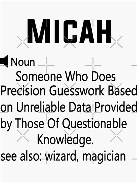 Micah Definition Funny Of Micah Sticker For Sale By Otmanevb Redbubble