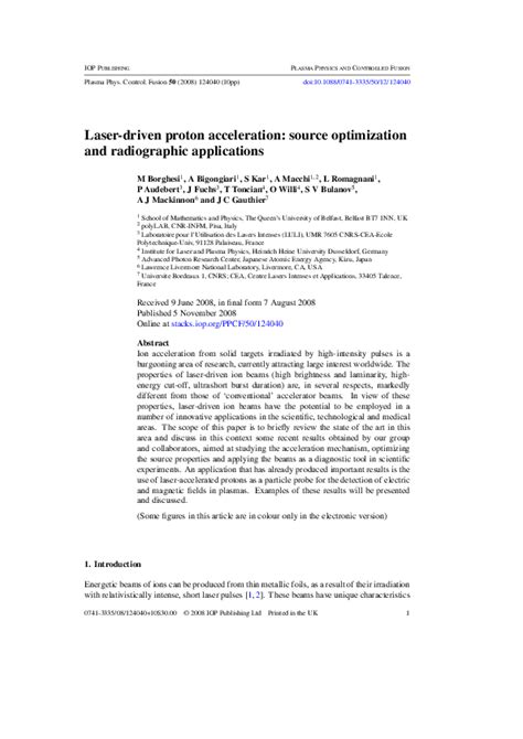Pdf Laser Driven Proton Acceleration Source Optimization And Radiographic Applications