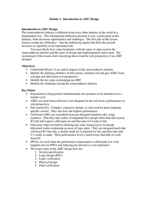 Module 1 Introduction To Asic Design Pdf Integrated Circuit Field Programmable Gate Array