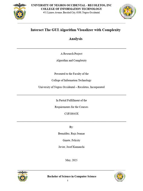 Interact The Gui Algorithm Visualizer With Complexity Analysis Pdf
