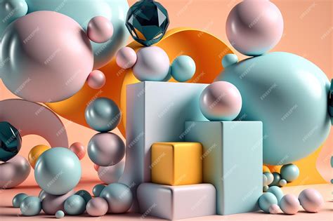 Premium Photo 3d Render Abstract Geometric Background Pastel Creative