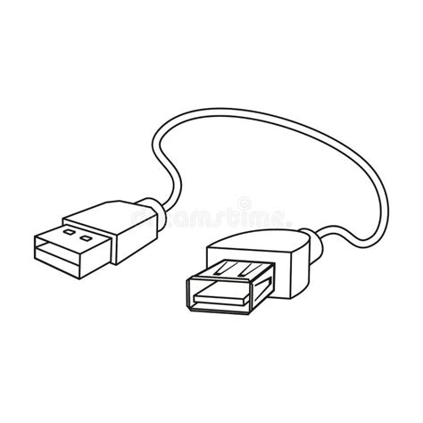 Usb Cable Icon In Outline Style Isolated On White Background Personal Computer Accessories