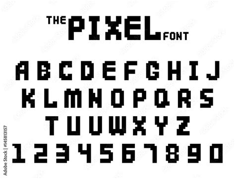 Pixel Retro Font Video Computer Game Design 8 Bit Letters Numbers Electronic Futuristic Style
