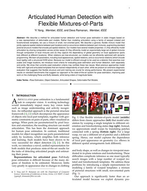 Pdf Articulated Human Detection With Flexible Mixtures Of Partsdeva