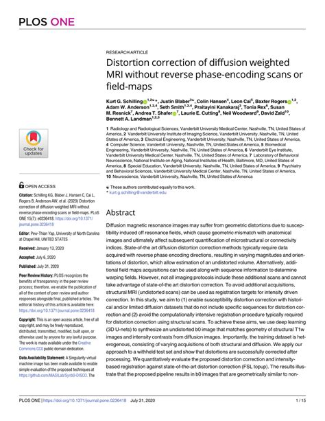 Pdf Distortion Correction Of Diffusion Weighted Mri Without Reverse
