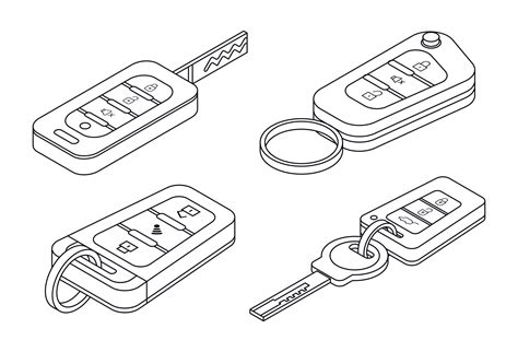 Car Alarm System Icons Set Vector Outline 16161979 Vector Art At Vecteezy