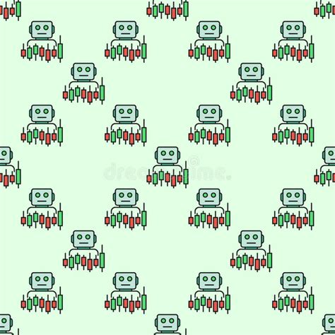 Candlestick Chart And Trading Bot Vector Automation Tools For Traders Colored Seamless Pattern