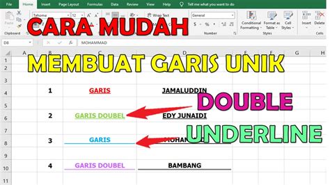 Cara Mudah Membuat Garis Bawah Unik Di Microsoft Excel Double