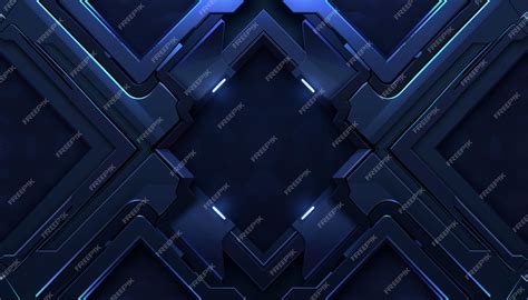 Premium Photo Futuristic Blue And Black Geometric Shapes With Glowing Accents